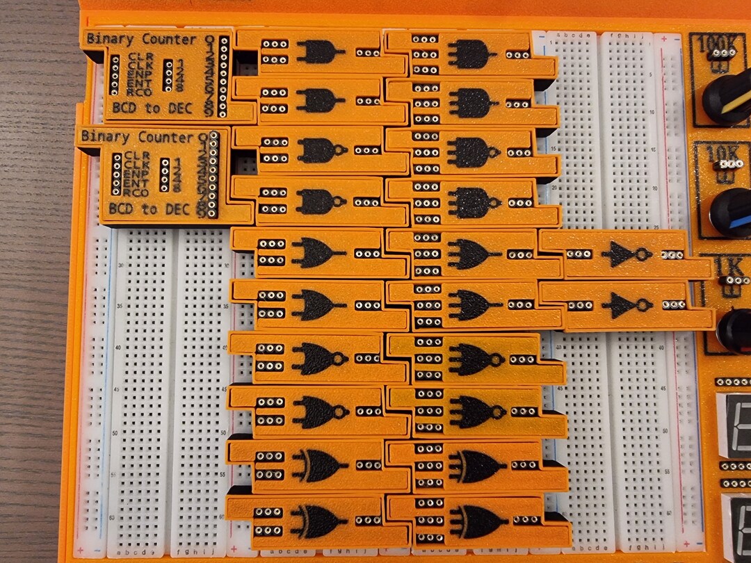 Logic Gate A Full Set Of Illuminated Logic Gates And Two Binary Counters With Decimal Outputs