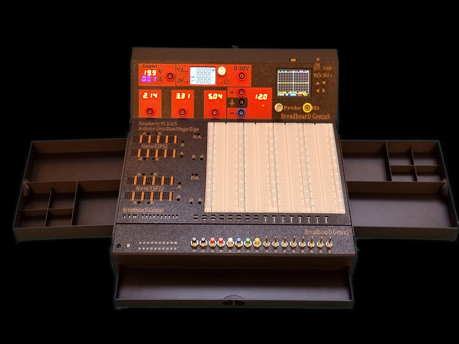 Breadboard Genius Electronics XL Lab, 6 Breadboard or 4 Breadboard With ...