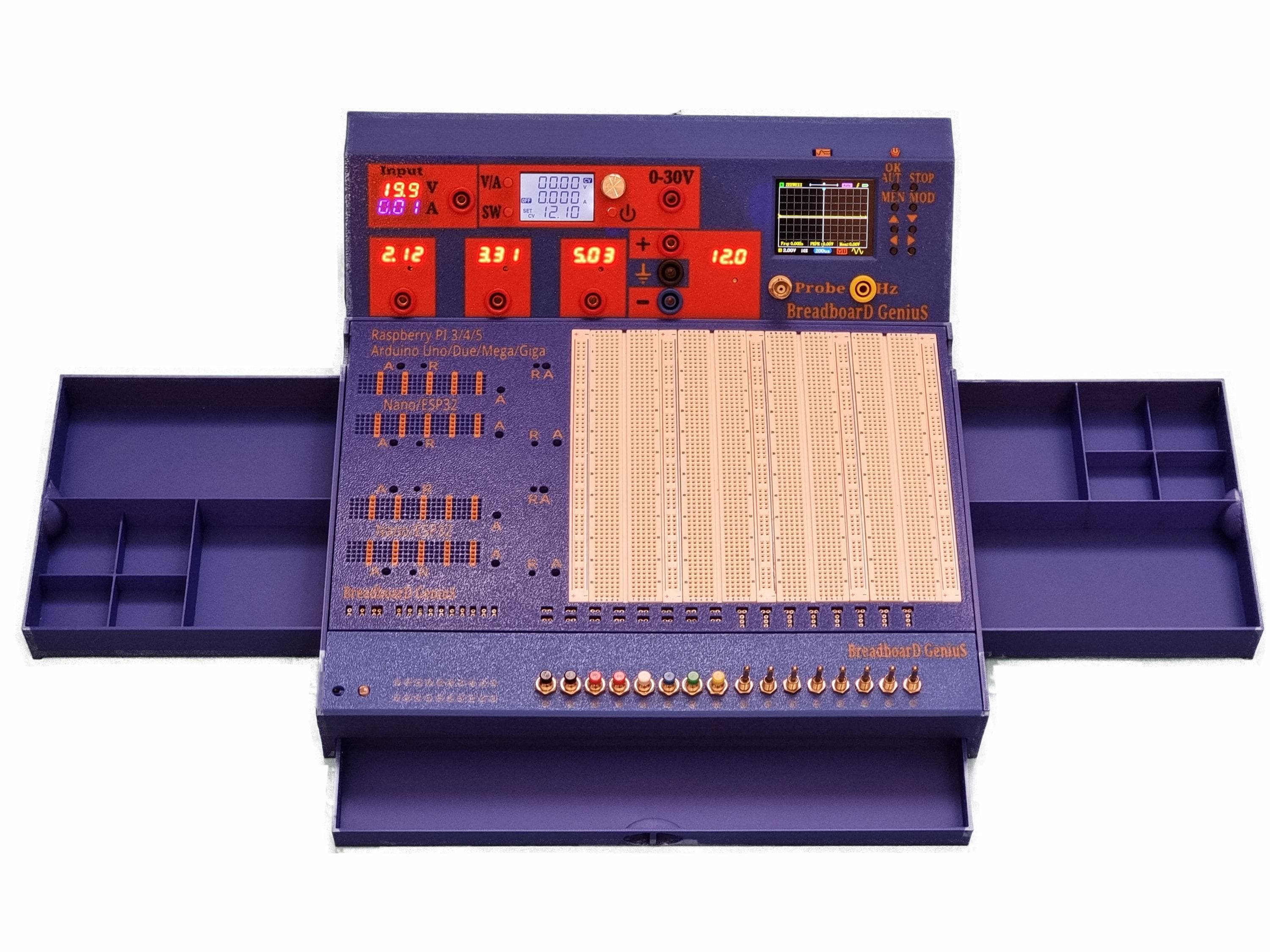 Breadboard Genius Electronics XL Lab, 6 Breadboard or 4 Breadboard With ...