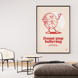 Donut Clipart Poster | Donut Stop Believing | Comfort Character | Donut ...