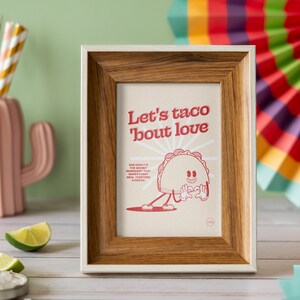 Fiesta Clipart Taco Poster Let's Taco 'bout Love Retro Mascot Poster I ...