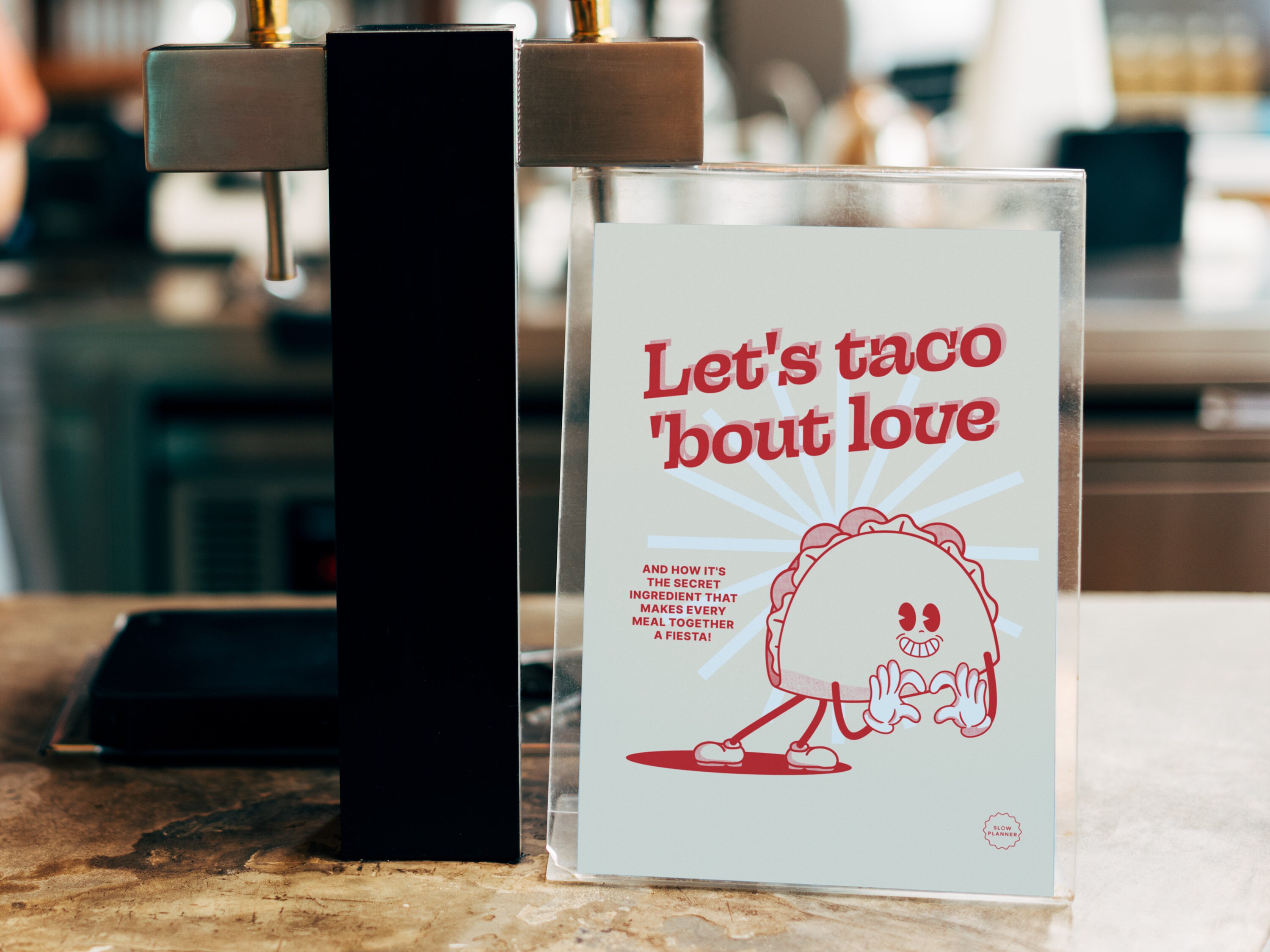 Fiesta Clipart Taco Poster Let's Taco 'bout Love Retro Mascot Poster I ...