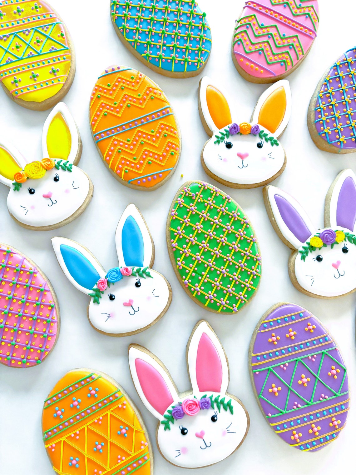 Easter Eggs and Bunny Royal Icing Cookies (one Dozen) - Etsy