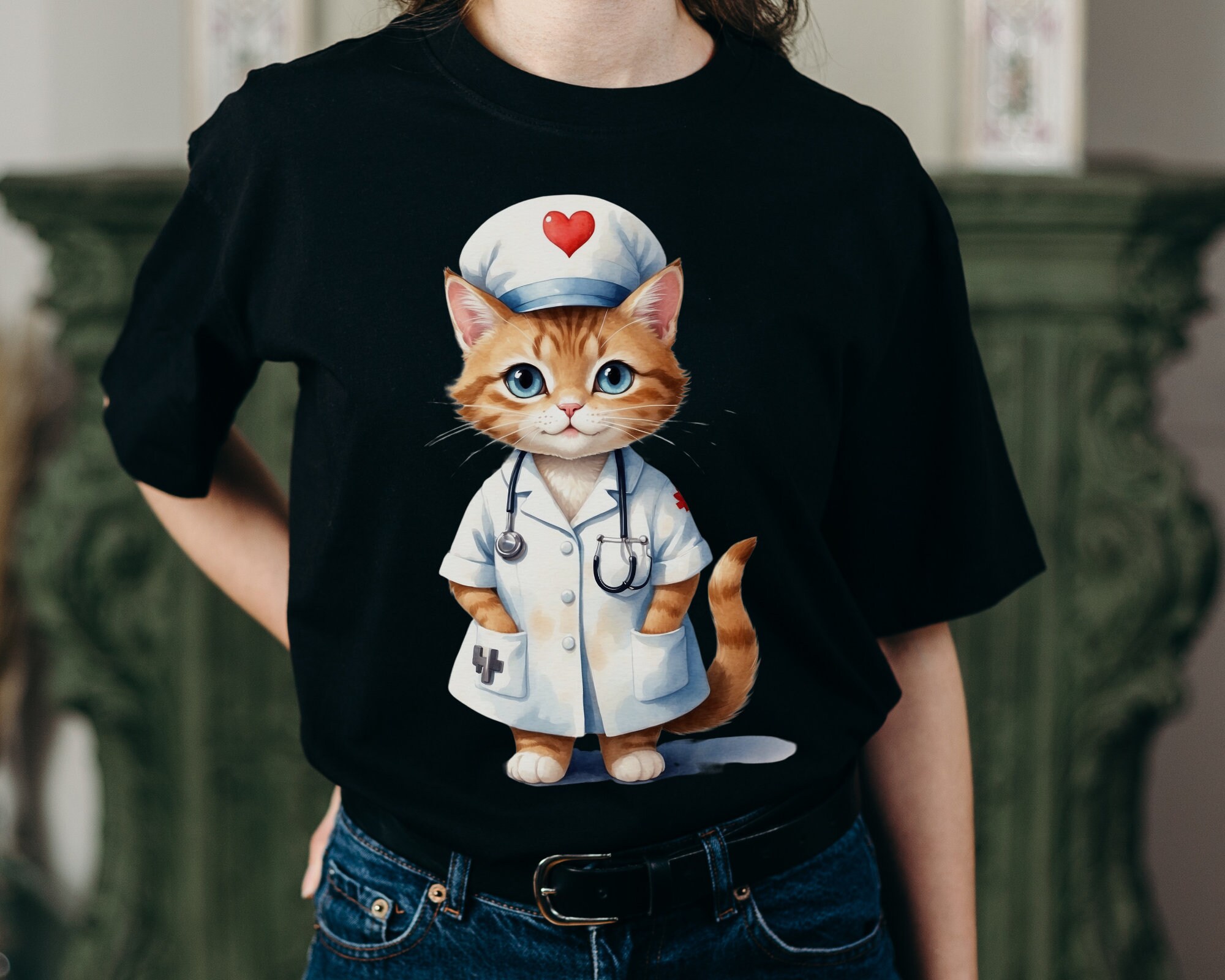 Nurse Cat Svg Png, Nursery Wall Art, Doctor Clipart, Nurse Sublimation ...