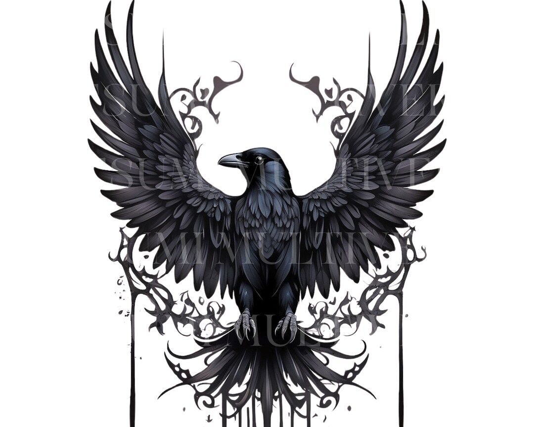 Gothic Raven Svg Png Clipart, Mysterious Gothic Raven Clip Art, Rock ...