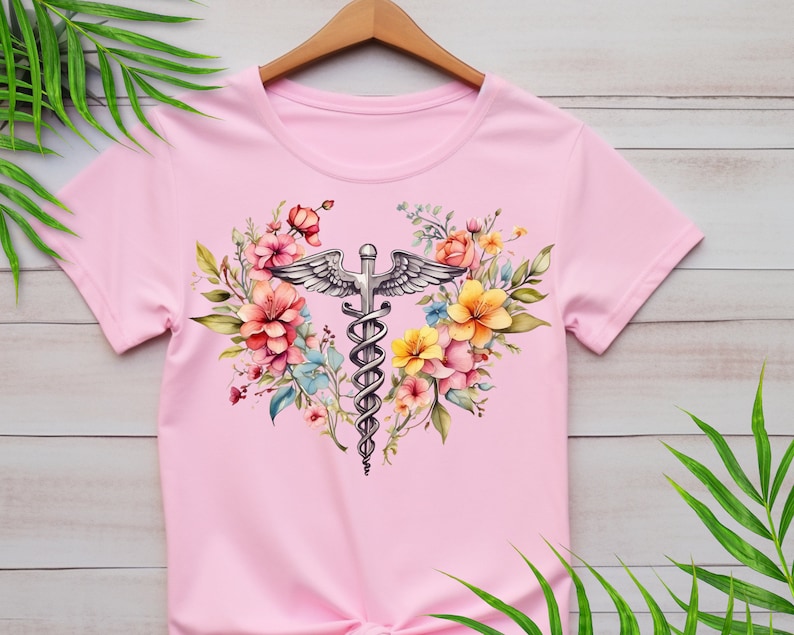 Caduceus SVG PNG Medical Symbol Clipart, Doctors Design, Floral ...