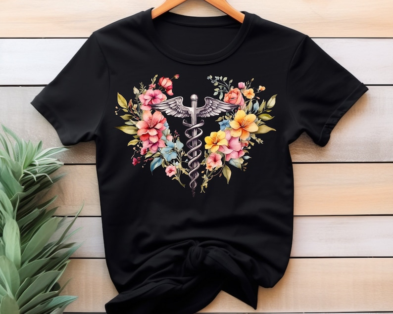 Caduceus SVG PNG Medical Symbol Clipart, Doctors Design, Floral ...