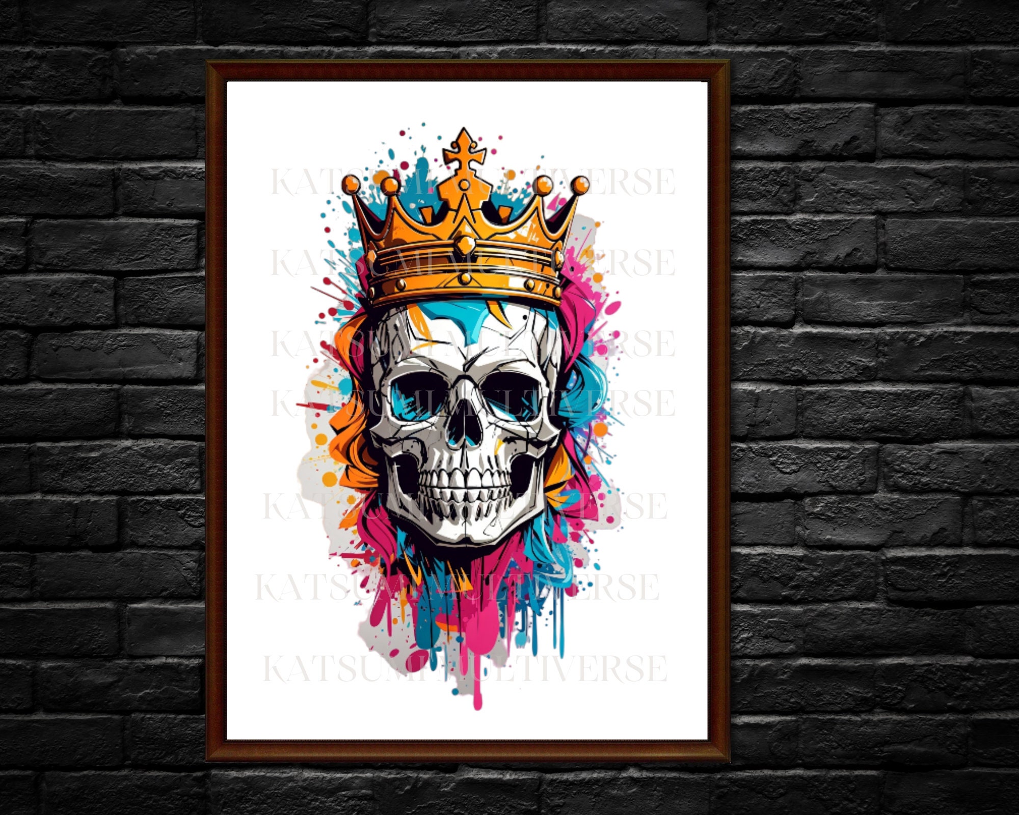 Watercolor Graffiti Skull SVG PNG Clipart | Crowned Skull Transparent ...