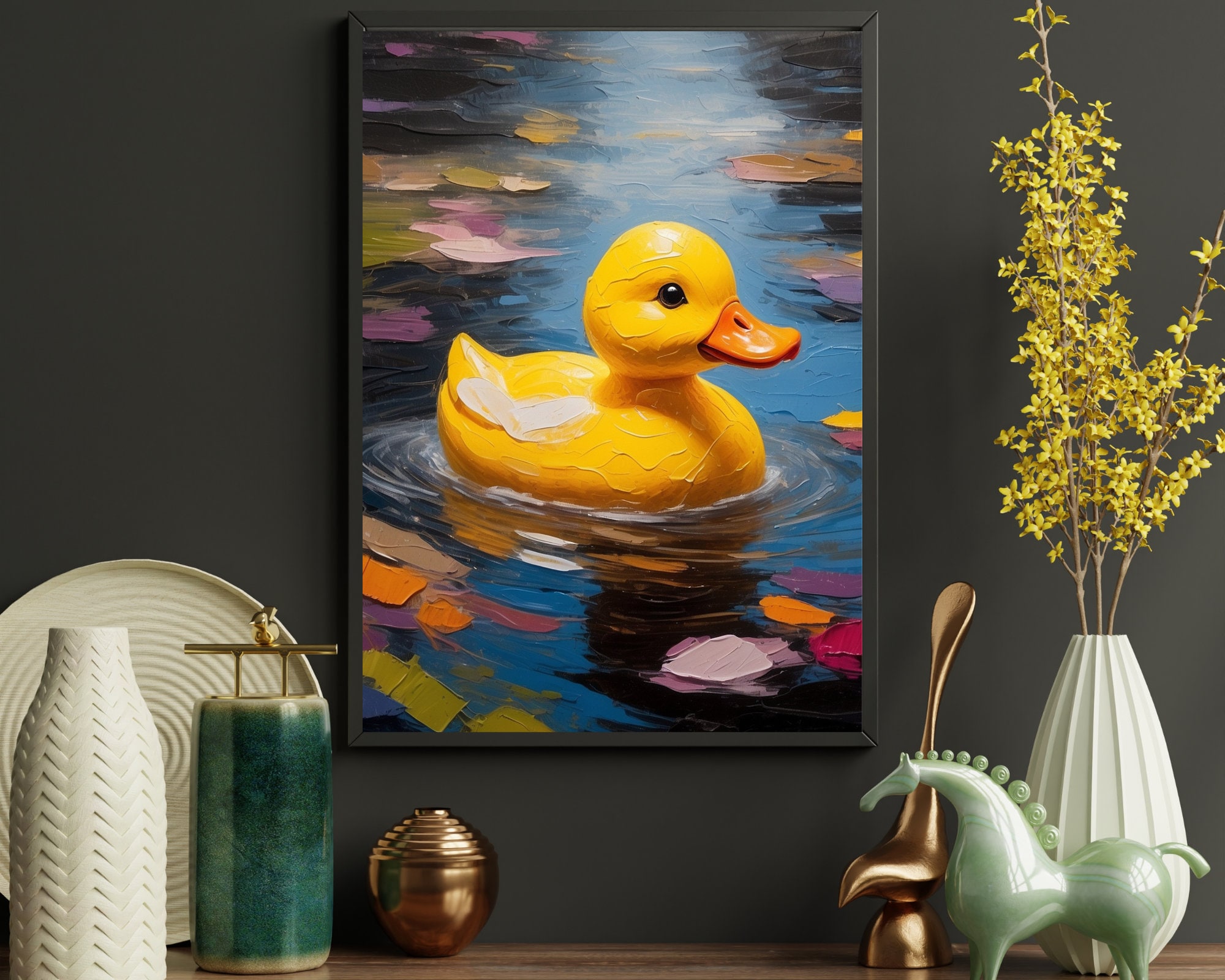Rubber Duck Oil Painting, Printable Digital Art, Cute Ducky Design ...
