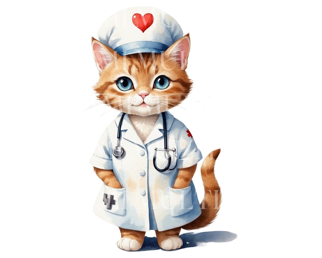 Nurse Cat Svg Png, Nursery Wall Art, Doctor Clipart, Nurse Sublimation ...