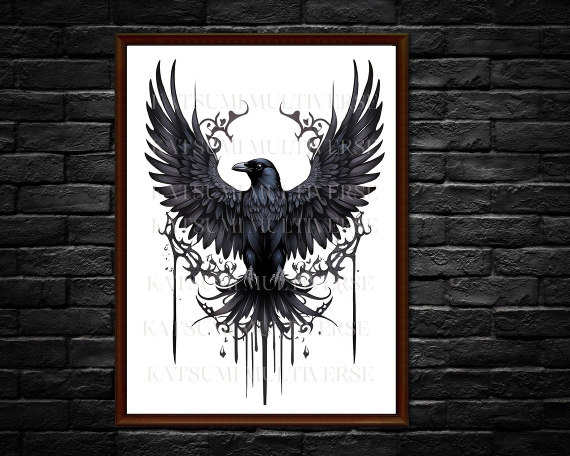 Gothic Raven Svg Png Clipart, Mysterious Gothic Raven Clip Art, Rock ...