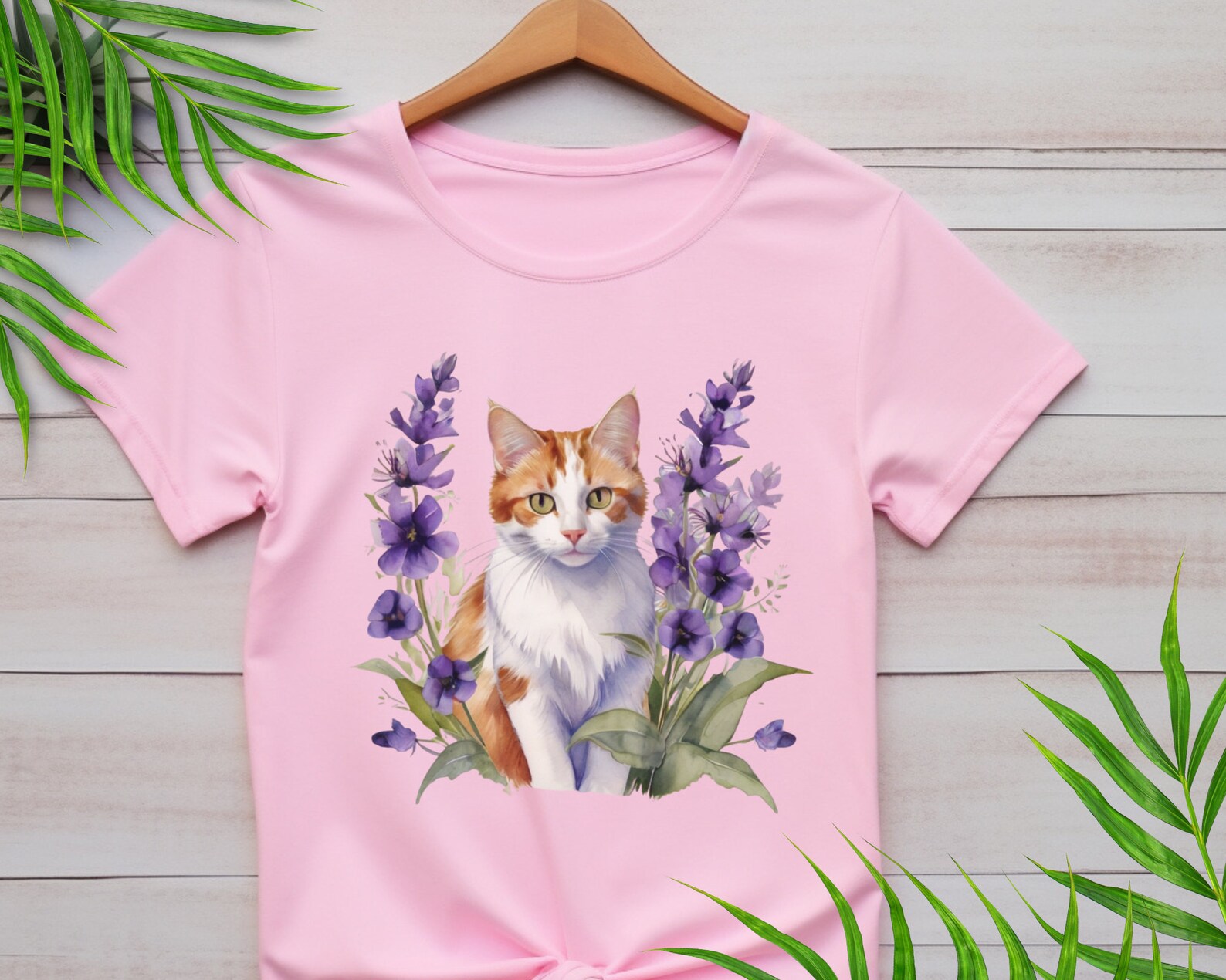 Watercolor Orange Cat and Flowers SVG PNG, Printable Clipart, Cat Clip ...