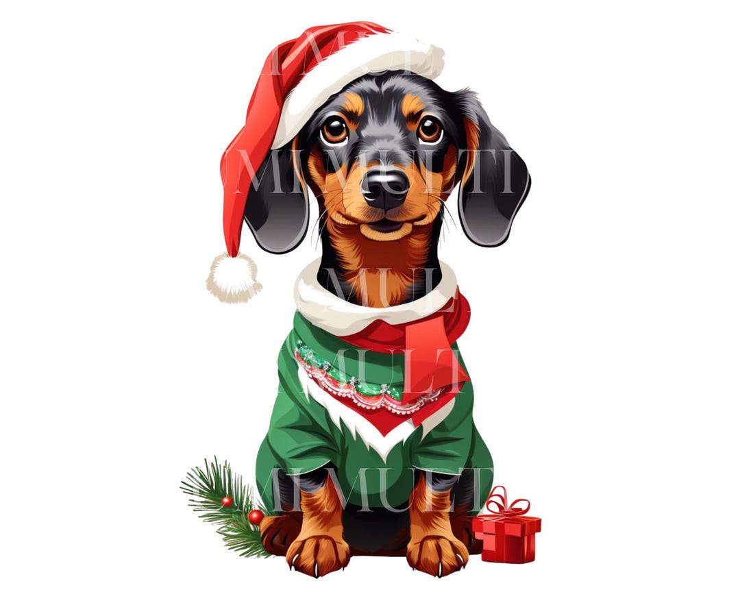 Christmas Dachshund Svg Png Pdf Wall Art, Dachshund Clipart, Cute ...