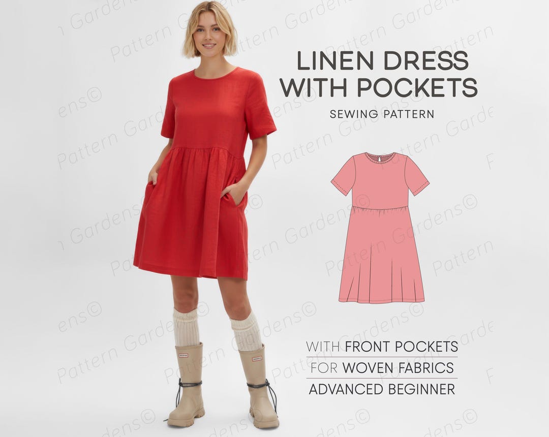 Linen Dress Sewing Pattern, Short Dress Pattern, Womens Dress Pattern ...
