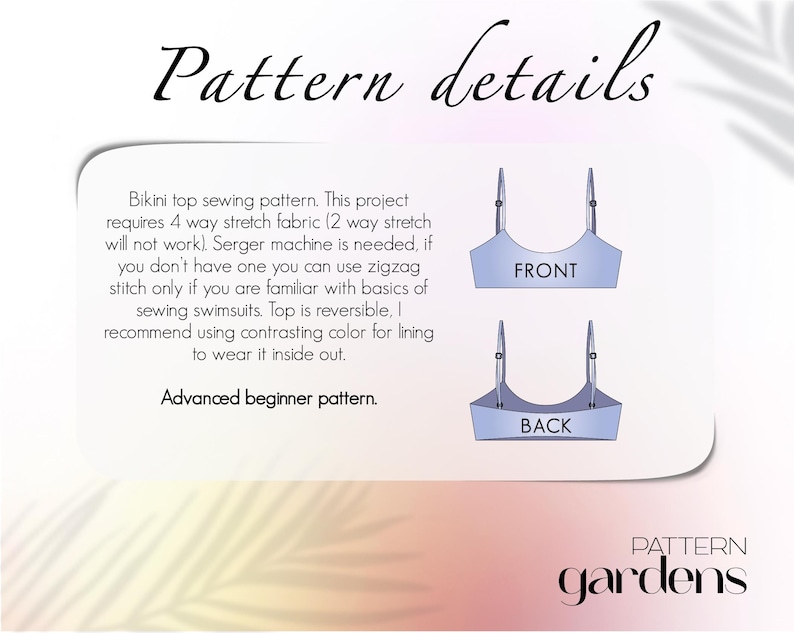 Bikini Top Sewing Pattern, Bralette Pattern, Swimsuit PDF Pattern, Plus ...