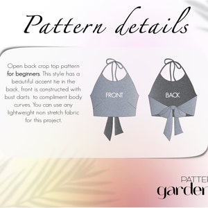 Open Back Top Pattern for Beginners in 8 Sizes XS 4XL, Backless Crop ...