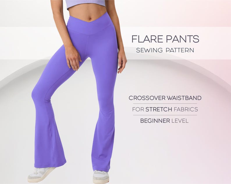 Flare Pants Pattern, Beginner Sewing Patterns for Women, Plus Size ...