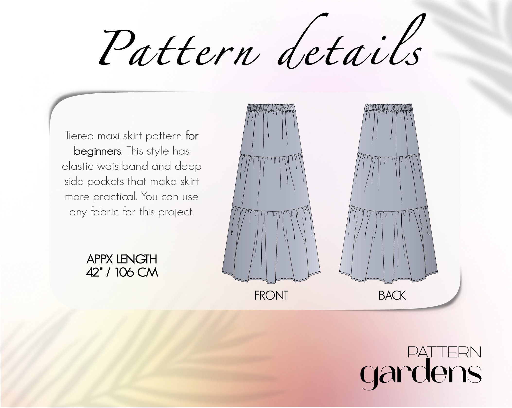 Maxi Skirt Sewing Pattern, XS 4XL, Flared Skirt Beginner Sewing Pattern ...