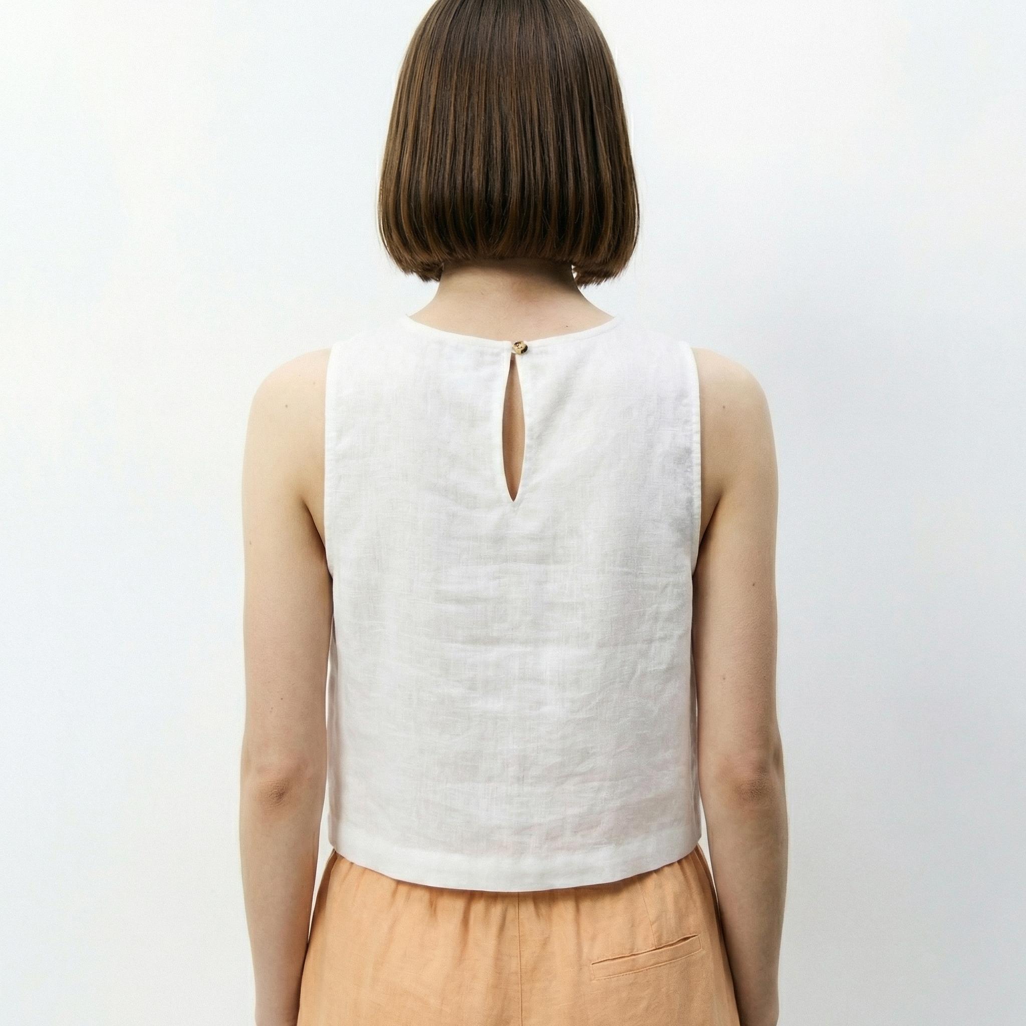 Women's Top Pattern, Linen Shirt Sewing Pattern for Women, Summer Crop ...