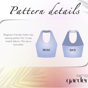 Halter Top PDF Pattern, Cropped Top Beginner Sewing Pattern XS - 4XL ...