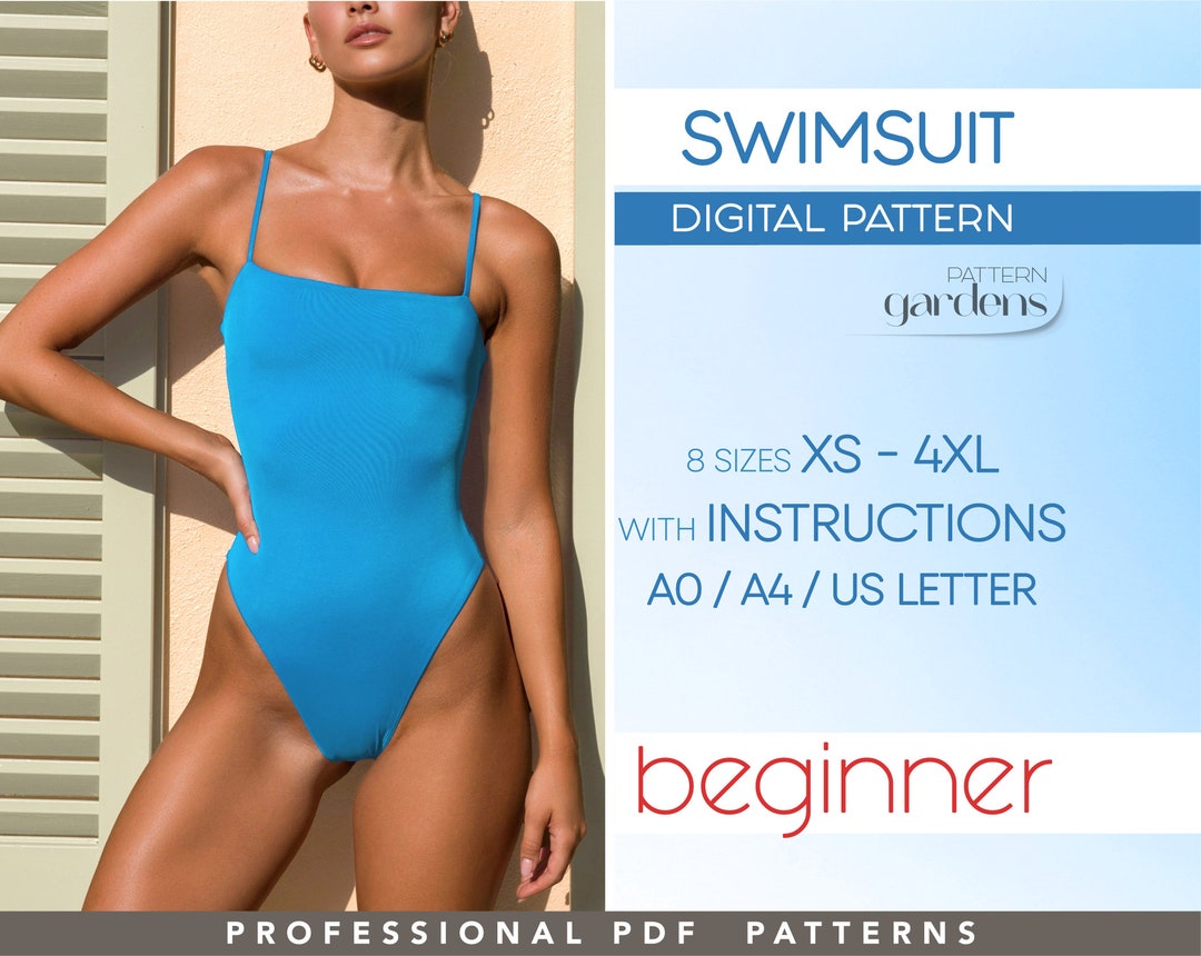Bikini Sewing Pattern XS 4XL, Beginner Swimsuit Pattern, Swimwear Patterns, Plus Size Bathing ...