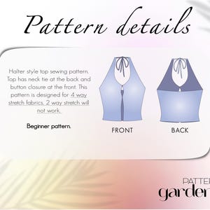 Halter Top PDF Pattern, Cropped Top Beginner Sewing Pattern for Women ...