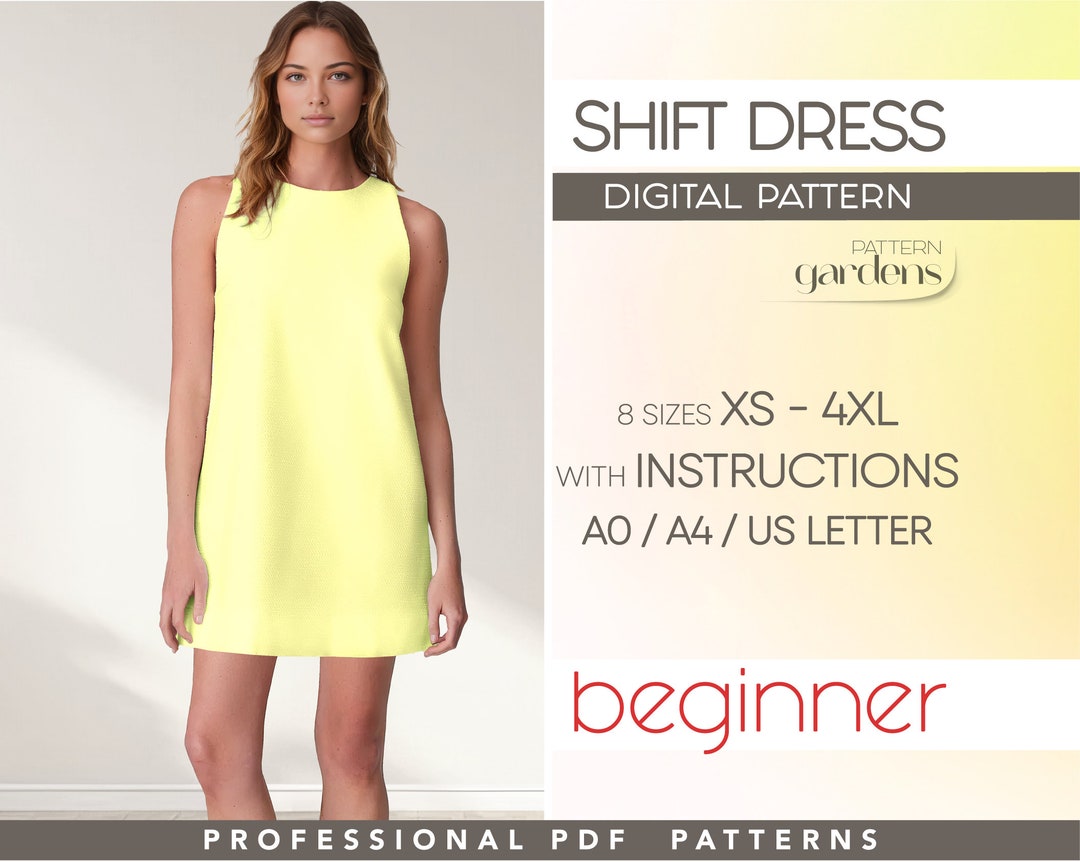 Shift Dress Sewing Pattern, A-line Dress Pattern, Summer Cotton Dress ...