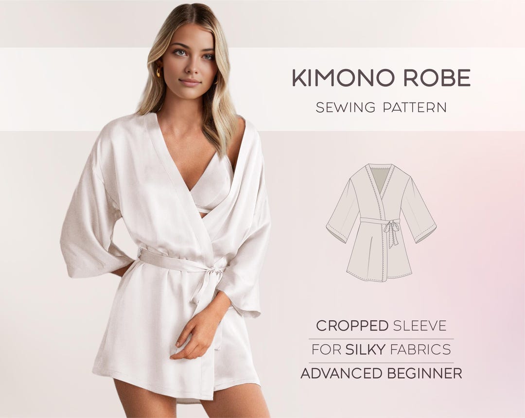Kimono Robe Sewing Pattern for Women Silk Robe Pattern, Bathrobe Sewing ...