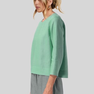 Linen Blouse Pattern, Women's Top Sewing Pattern for Woven Fabrics ...