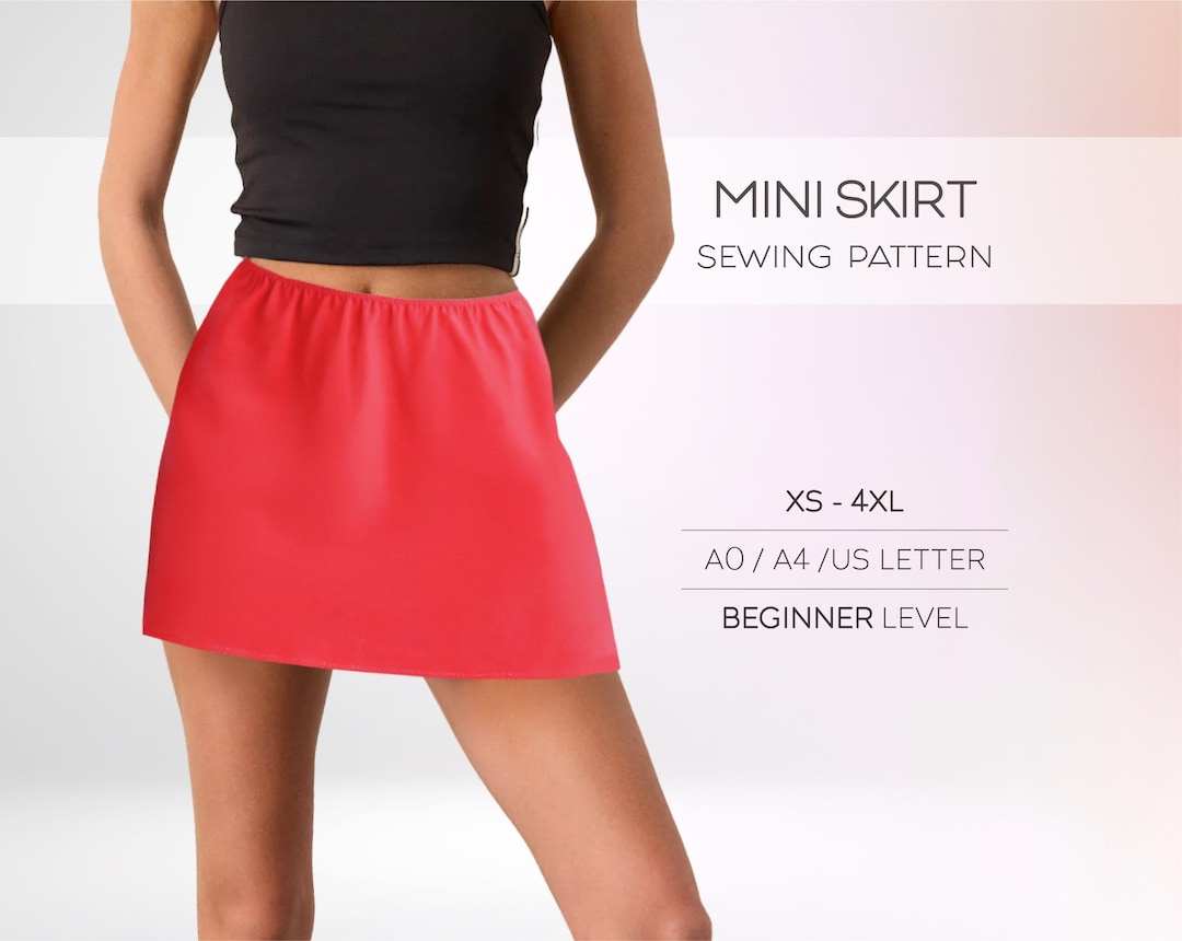 Mini Skirt Pattern, Short Skirt Sewing Pattern for Beginners, Plus Size Skirt Pattern Easy ...