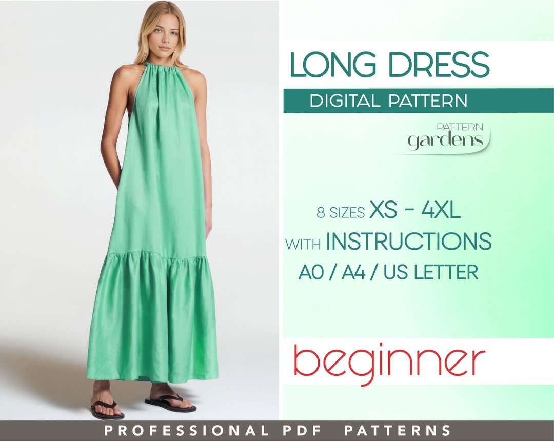 Summer Dress Pattern, Long Dress Sewing Pattern, Maxi Dress Pattern ...