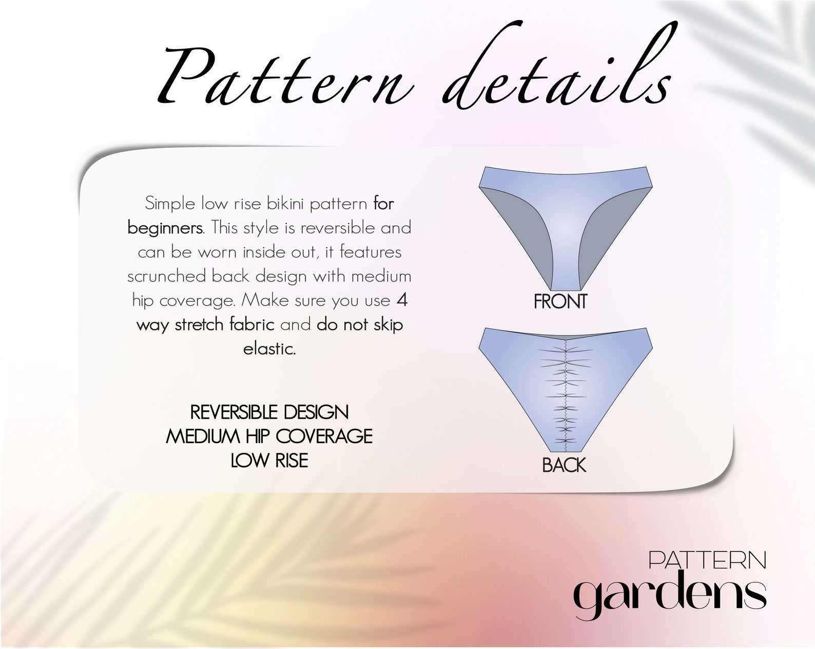 Bikini Pattern, Scrunched Bikini Beginner Sewing Pattern, Brazilian ...