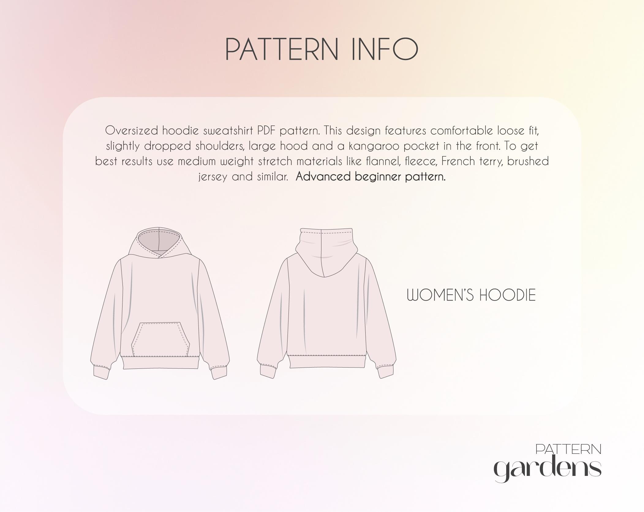 Oversized Hoodie Sewing Pattern: Women's Pullover, Plus Size XS-4XL ...