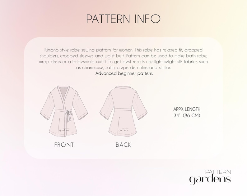 Bridal Robe Sewing Pattern for Women: Bridesmaid Silk Kimono Wrap Dress ...