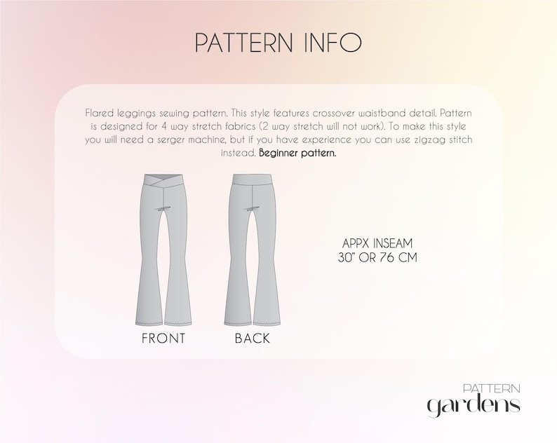 Flare Pants Pattern, Beginner Sewing Patterns for Women, Plus Size ...