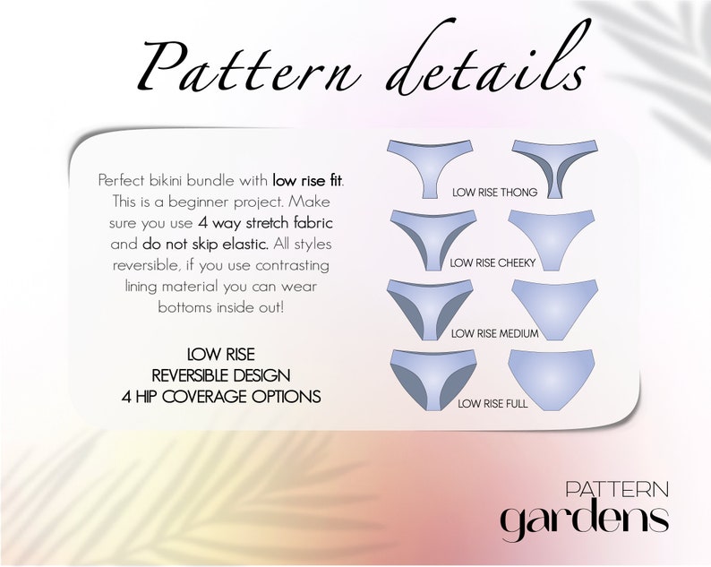 Swimsuit Pattern Bundle, Beginner Bikini PDF Pattern, Low Rise Bikini ...