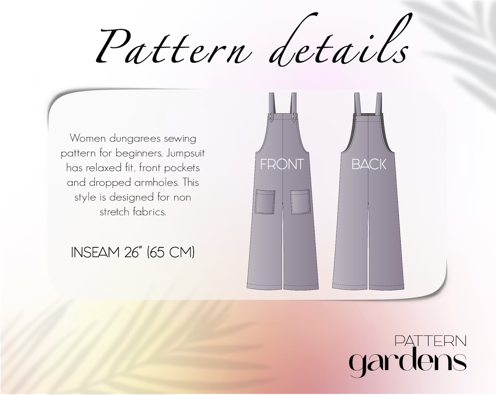 Jumpsuit Sewing Pattern for Women, Women Dungaree Pattern Beginner ...
