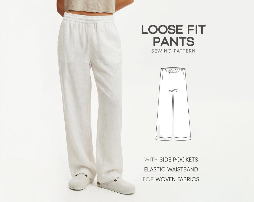 Linen Pants Sewing Pattern for Women, Wide Leg Pants Pattern, Loose Fit ...