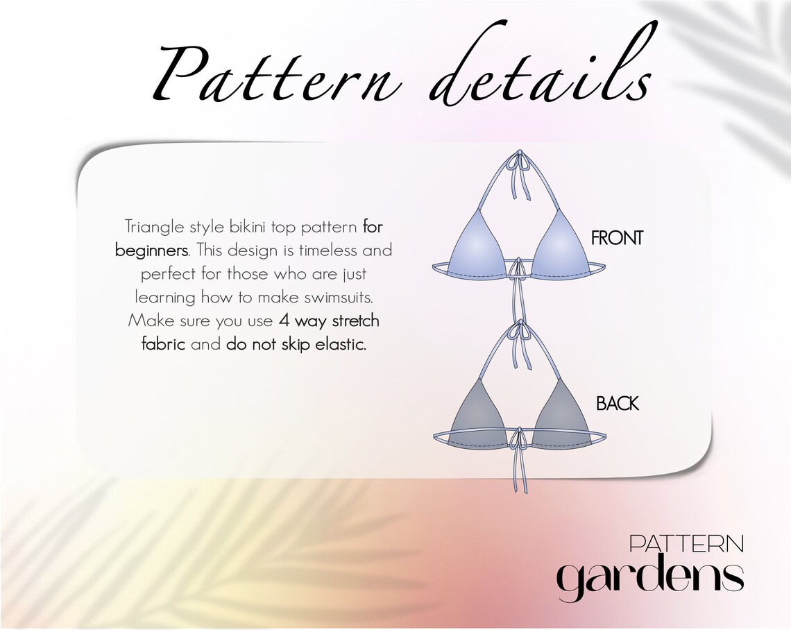 Bikini Sewing Pattern, Triangle Bikini Top Pattern, Bathing Suit ...