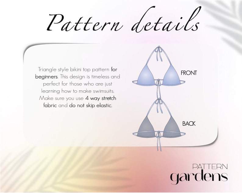 Bikini Sewing Pattern, Triangle Bikini Top Pattern, Bathing Suit ...