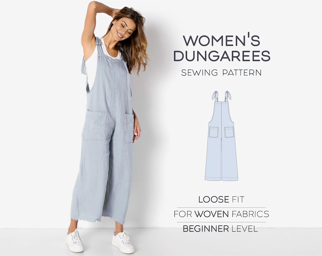 Women's Dungarees Pattern, Jumpsuit Sewing Pattern for Women, Onesie ...