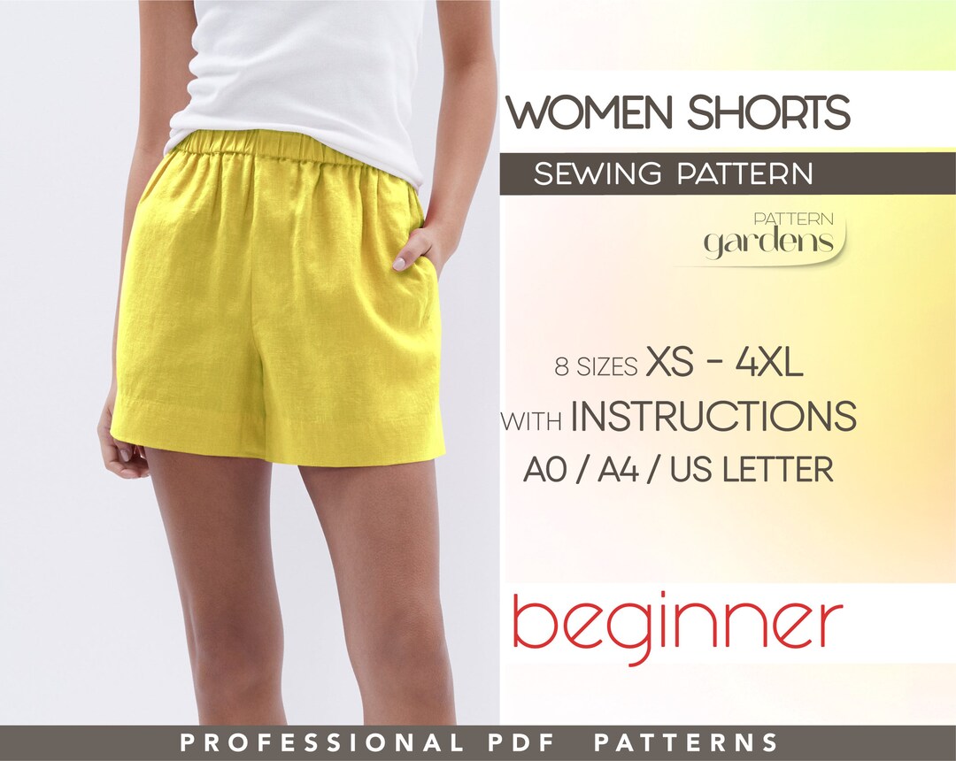 Women Shorts Sewing Pattern, Cotton Shorts Beginner Pattern, Pajama ...