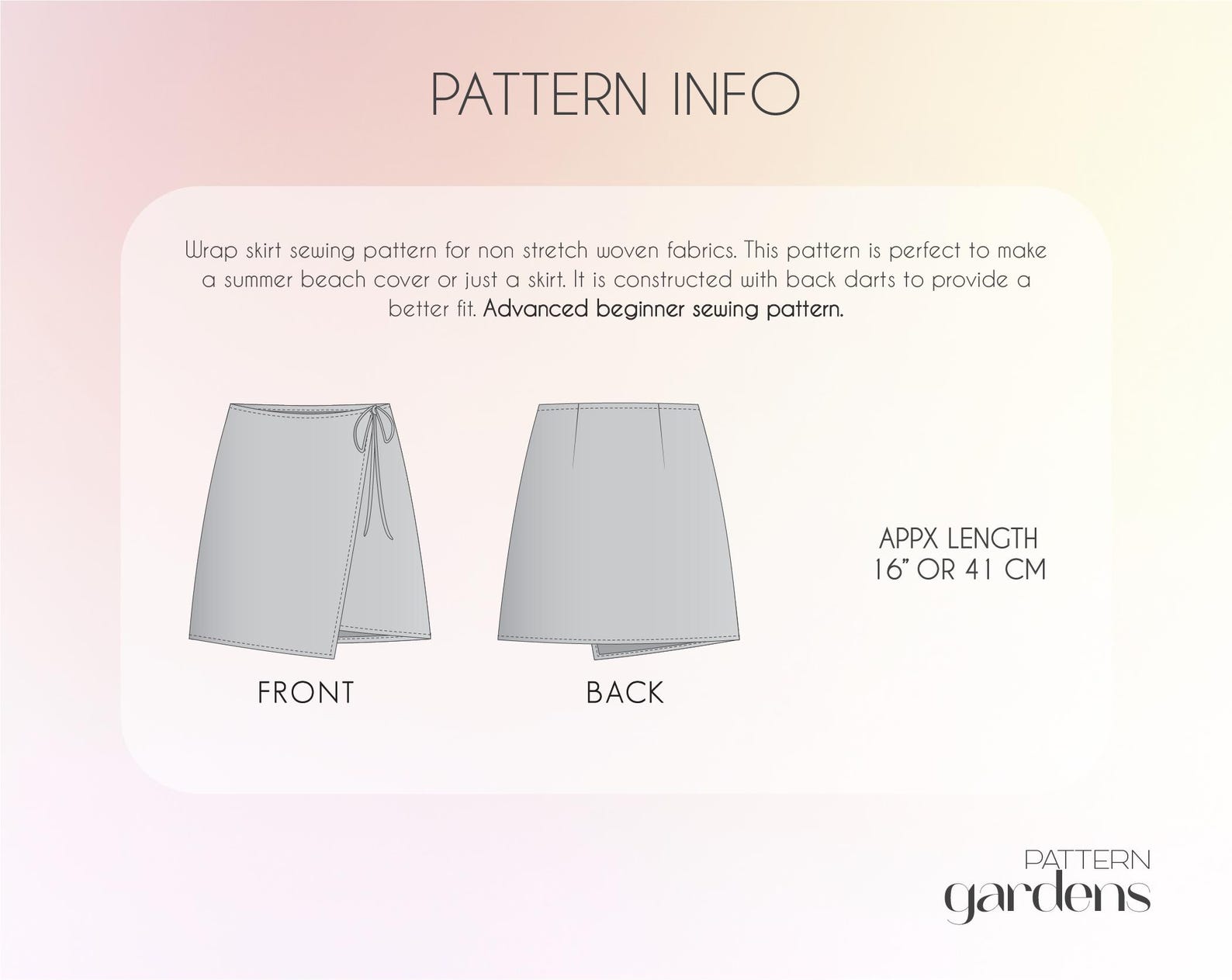 Wrap Skirt Pattern, Mini Skirt Sewing Pattern, Summer Skirt Pattern ...