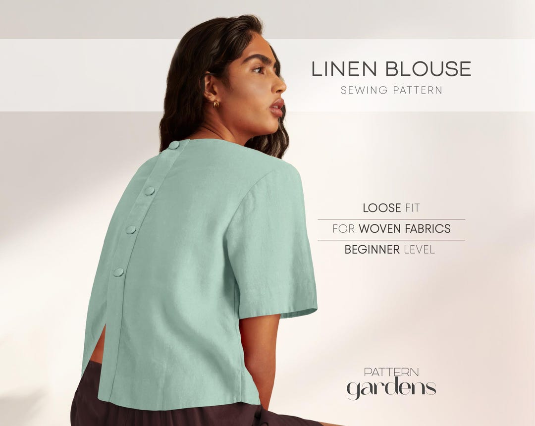Linen Blouse Sewing Pattern: Relaxed Fit Tunic Top (PDF Pattern) - Etsy ...
