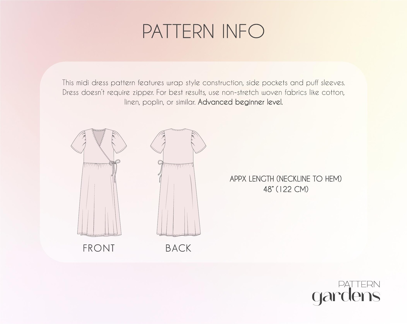 Wrap Dress Sewing Pattern, Easy Fit Dress Pattern, Linen Dress With ...
