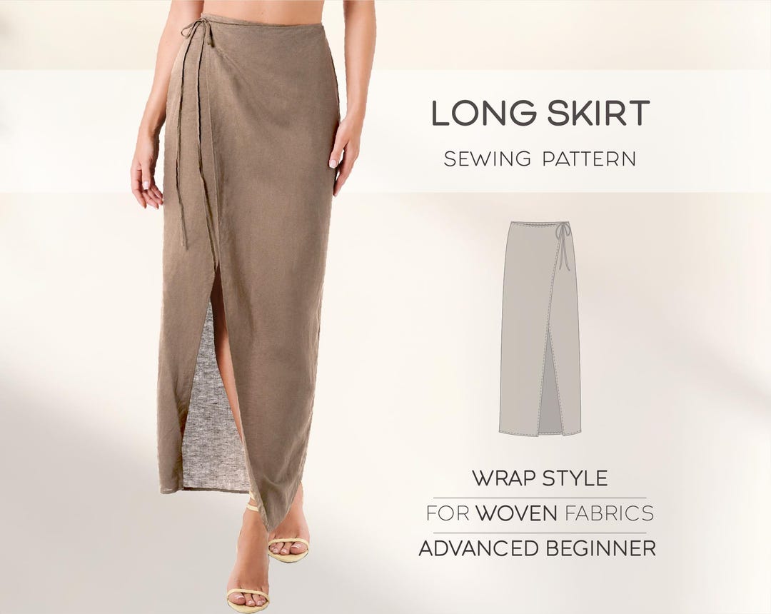 Linen Skirt Sewing Pattern, Wrap Skirt Pattern for Women, Cotton Skirt ...