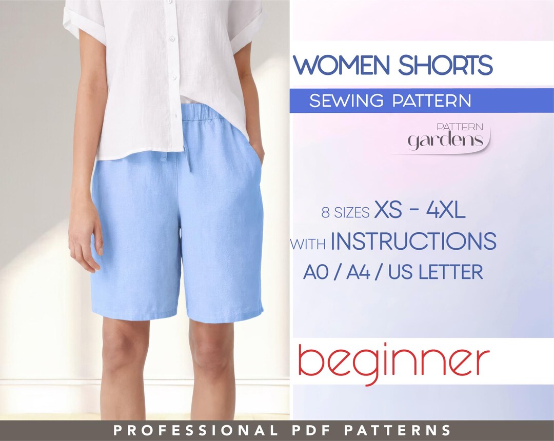Women Shorts Sewing Pattern, Cotton Shorts Beginner Pattern, Pajama ...
