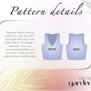 V-neck Top Pattern, Crop Top Beginner Sewing Pattern Plus Size Top PDF ...