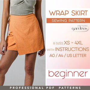 Wrap Skirt Sewing Pattern, Mini Skirt Beginner Pattern, Short Summer ...
