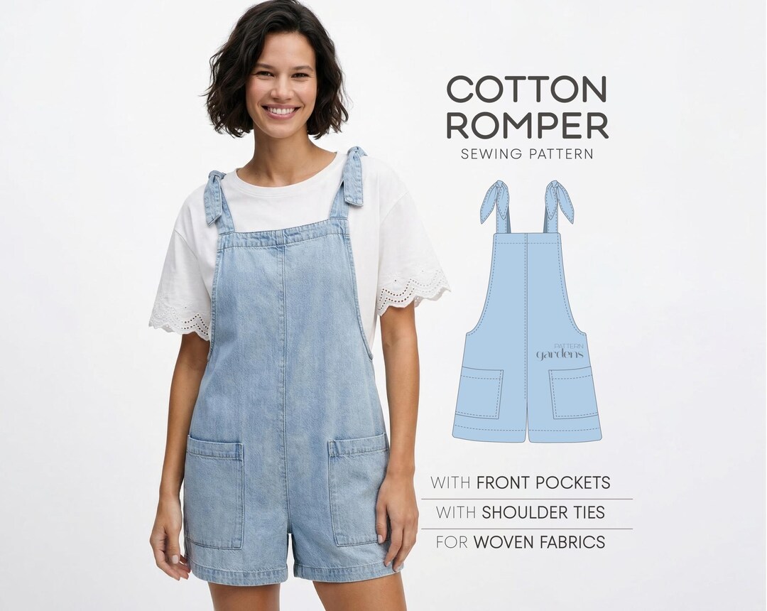 Romper Sewing Pattern, Overalls Sewing Pattern for Women, Dungarees ...